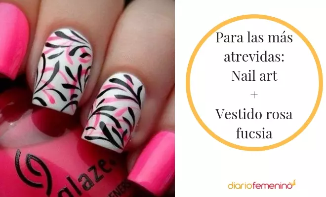 Do you dare with nail art for your fuchsia pink dress?