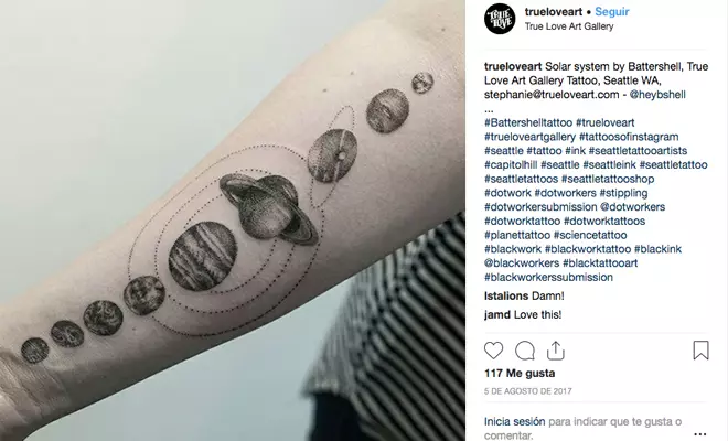 A solar system tattoo.