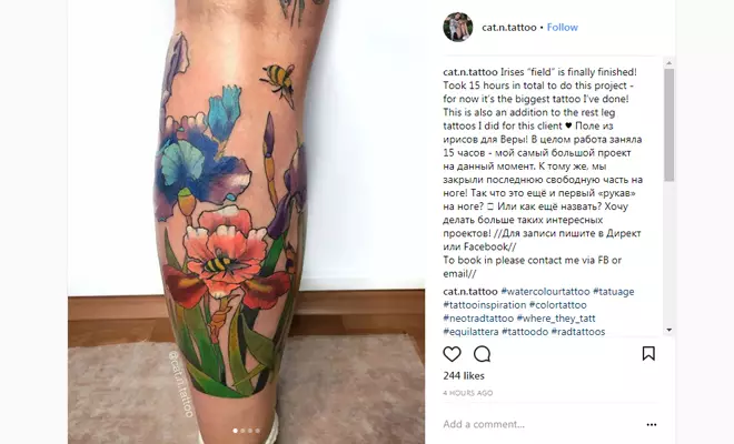 Nápady na tetovanie pre extrovertov: kvety vo farbe
