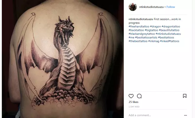 Nápady na tetovanie pre odchádzajúcich ľudí: drak