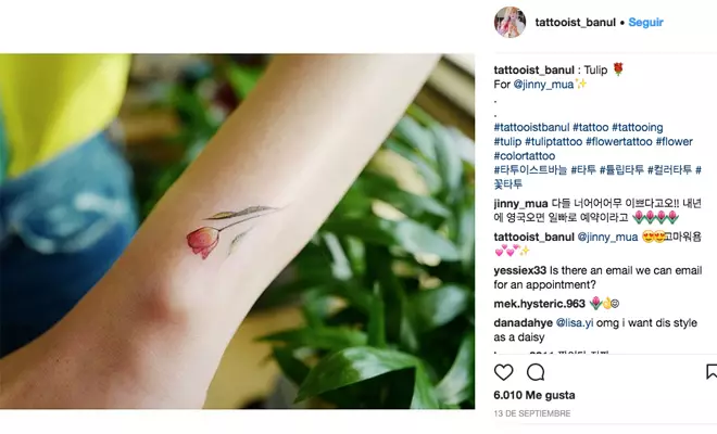 De bedste tatoveringer, der minder dig om Valentinsdag: tulipan