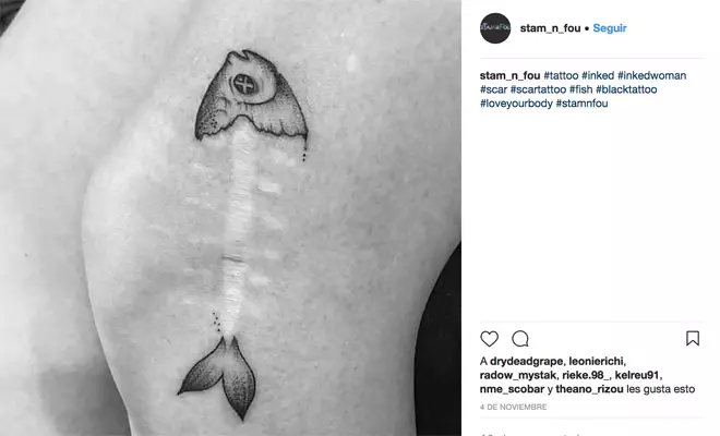 Tatuaxes para cubrir cicatrices: peixe