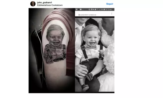 tetování na počest dětí s portrétem