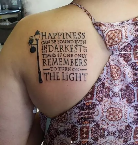 Harija Potera iedvesmots citāts un tetovējumi