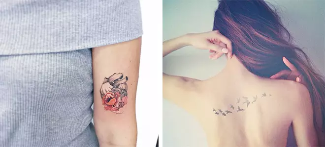 Tatuaż serca i ptaków