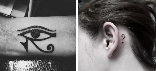 Eye of horus og spørsmålstegn tatovering