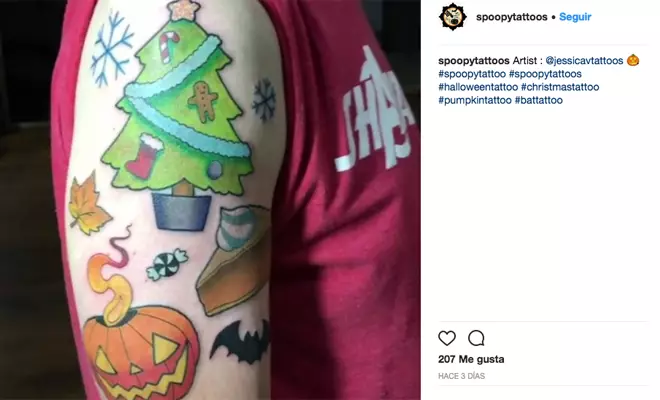 Chrëschtdag an Halloween Tattoo