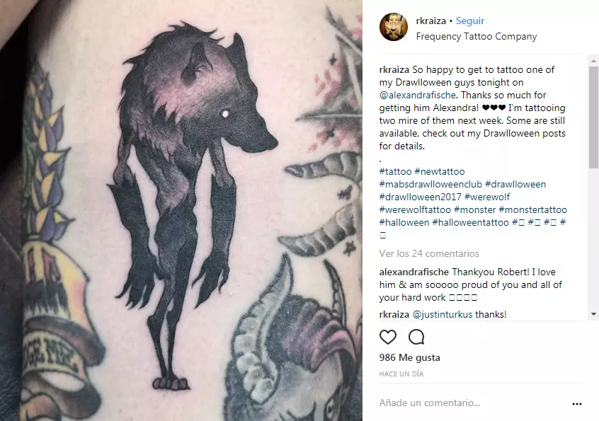 weerwolf-tattoo vir halloween