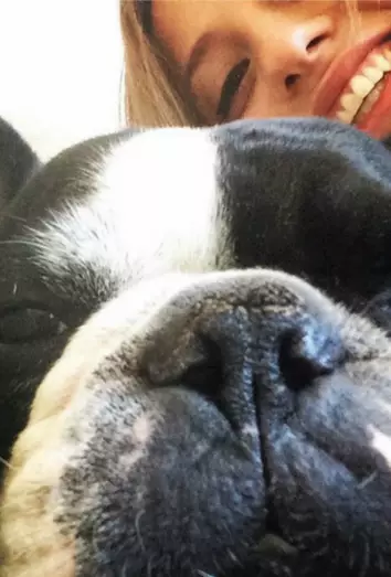 Michelle Jenner u l-pet tagħha Ringo, il-bulldog Franċiż