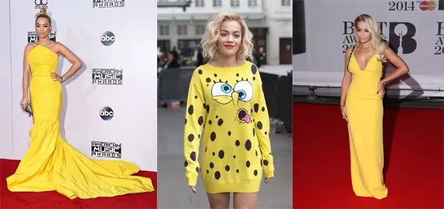 Rita Ora, chiếc váy vàng không hề mê tín