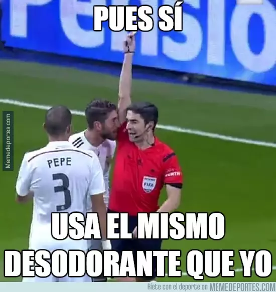 Meme of Sergio Ramos smelling deodorant Undiano urang