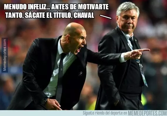 Zidane meme ag tabhairt ceachtanna do Ancelottii