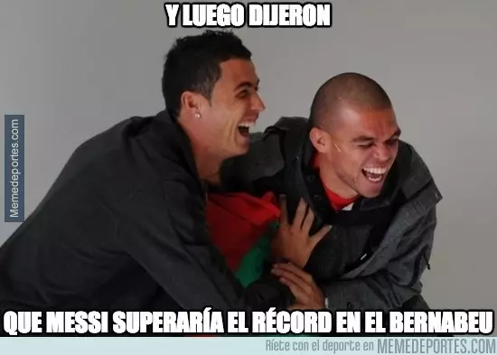 Mae Cristiano a Pepe yn chwerthin am ben Messi