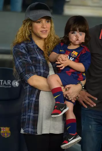 Shakira and little Milan at the Camp Nou.
