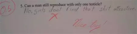The teacher has half accepted this funny answer.