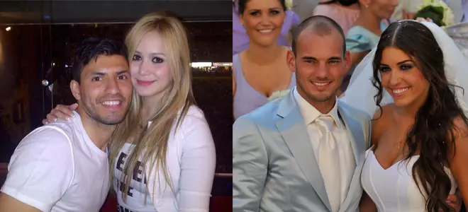 Kun Aguero with his girlfriend and Seijder with his wife.