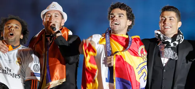 Marcelo, Sergio Ramos, Pepe a Cristiano Ronaldo, zu Cibeles.