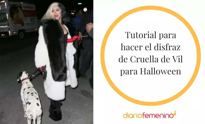 Domácí kostým Cruella de Vil na Halloween (s make-upem a účesem)