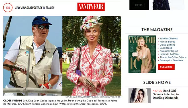 Коринна Vanity Fair көрмесінде король Хуан Карлос туралы сөйлейді