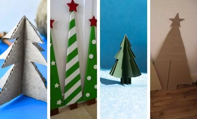 Decoración de portas de Nadal con árbores de cartón