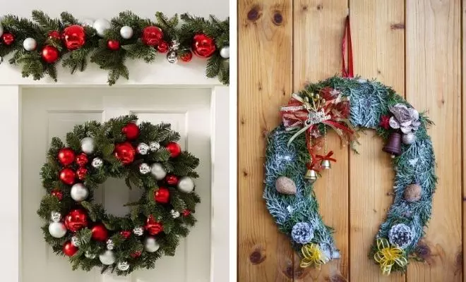 „Pasidaryk pats“ kalėdinė durų puošmena su blizgučiais