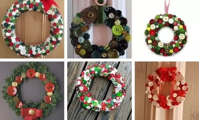 DIY Kirsimeti Wreaths tare da Buttons