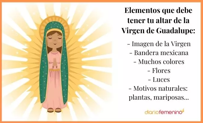 Altär fir d'Muttergottes vu Guadalupe: wéi se ze dekoréieren?