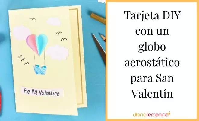 Tarxeta de San Valentín con globo aerostático DIY