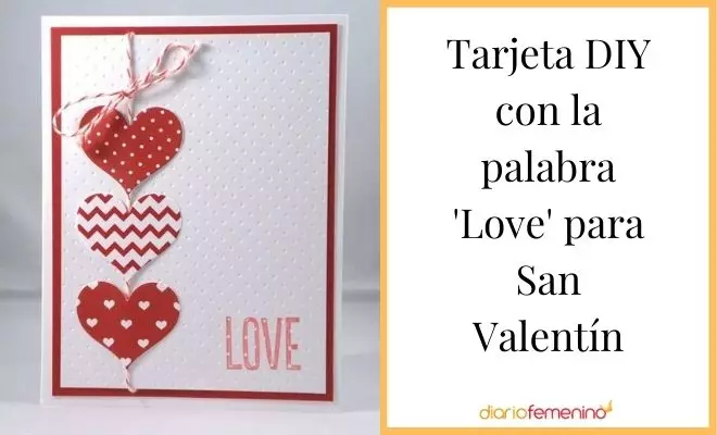 Kartica z besedo Ljubezen za valentinovo