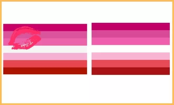 Flamujt lezbike: buzëkuq dhe femra