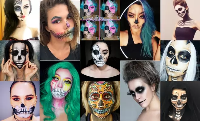 Maikutlo a ho etsa makeup ea skeleton ka Halloween