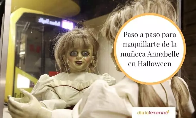 Ijesztő Annabelle smink Halloweenre: nagyon egyszerű lépések