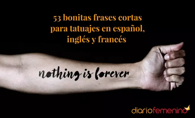 Maneno 53 mafupi mazuri ya tatoo katika Kihispania, Kiingereza na Kifaransa