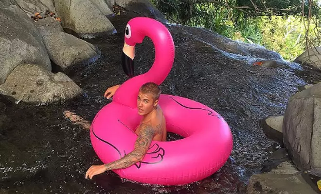 justin pink flamingo float