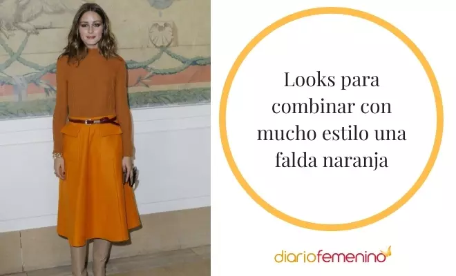Hvordan skal du kombinere en orange nederdel?