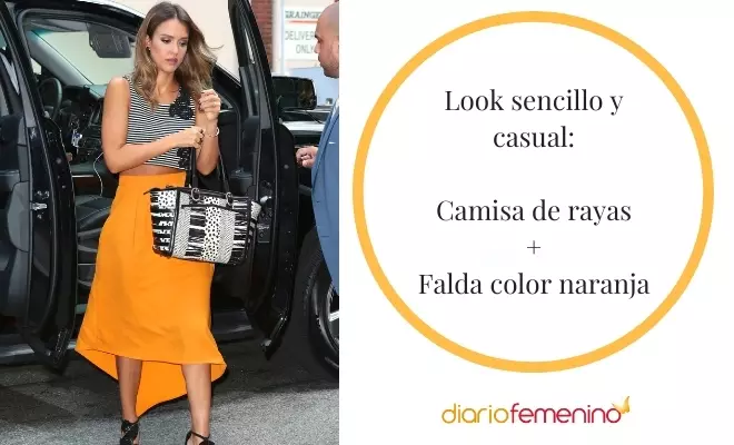 Casual looks to combine an orange skirt